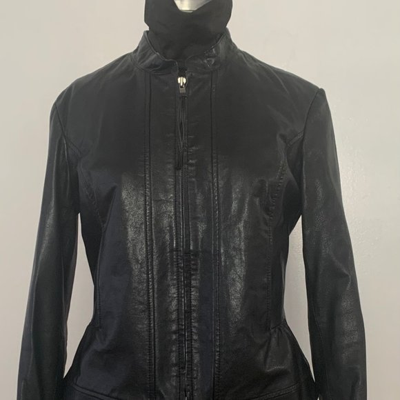 June | Jackets & Coats | Vintage Leather Jacket With Shirred Waistline ...